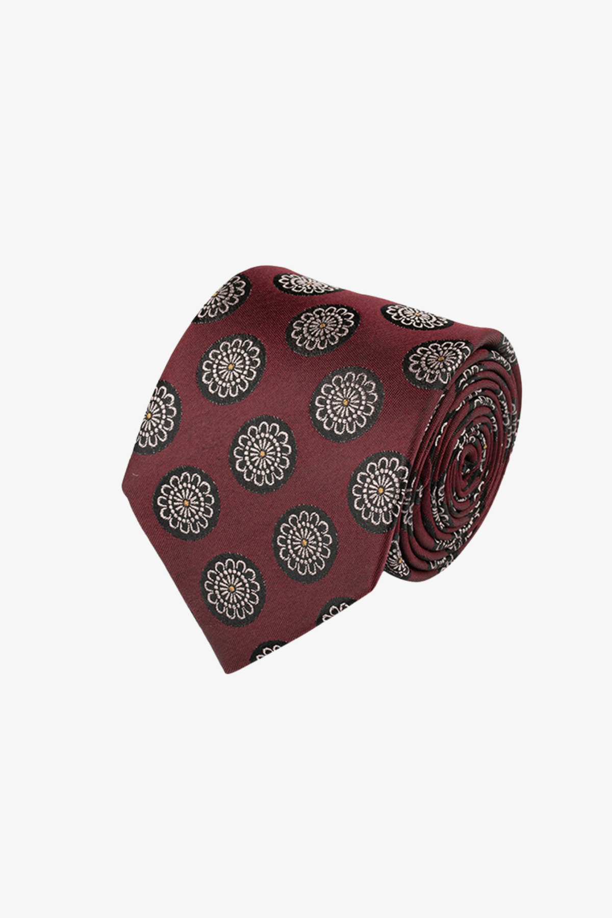 Tie - Silk burgandy wide pattern