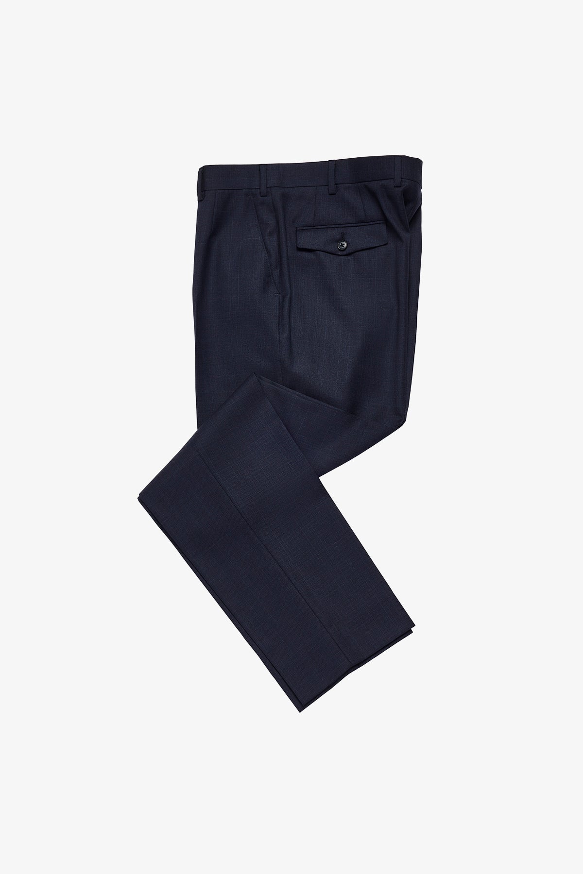 Slack trouser - Navy mulitcheck in pure wool, super 110's